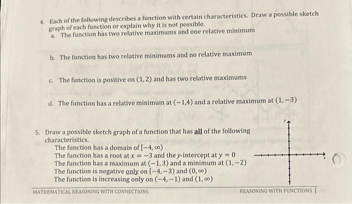 Solved 4. Each of the following describes a function with | Chegg.com