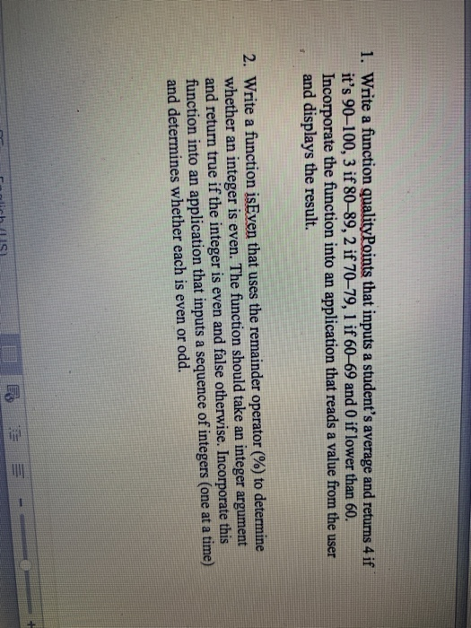 Solved 1. Write a function quality Points that inputs a | Chegg.com