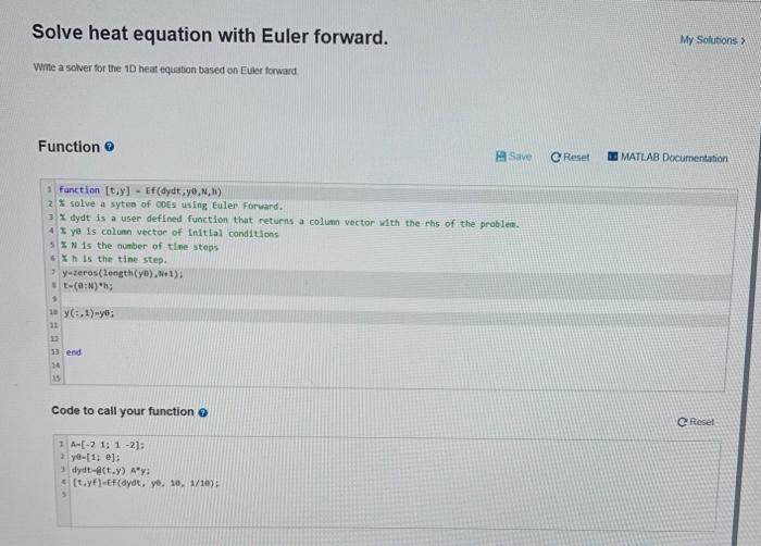 Solved Solve heat equation with Euler forward. Witte a | Chegg.com Solved Solve heat equation with Euler forward. Witte a | Chegg.com