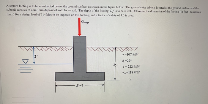 Solved A square footing is to be constructed below the | Chegg.com