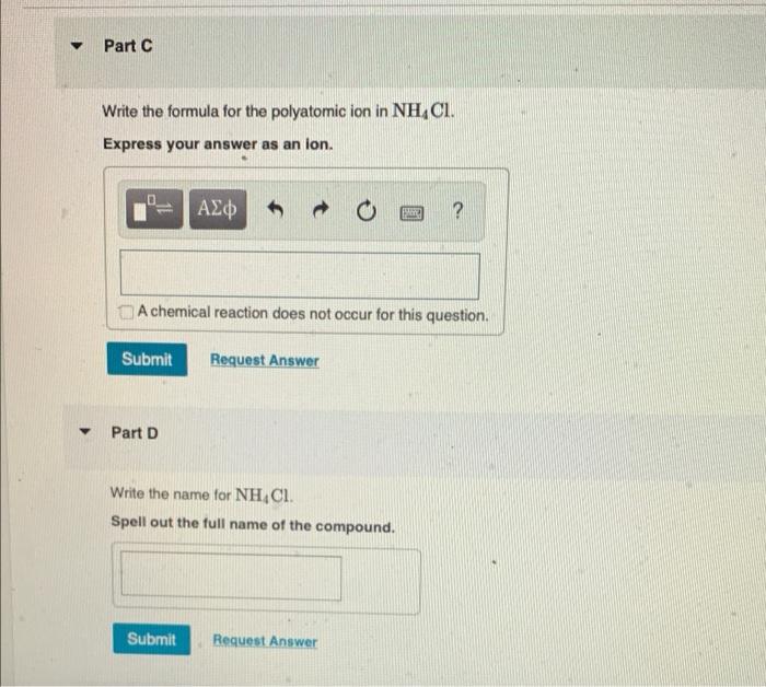 Solved Item 34 Part A Write the formula for the polyatomic | Chegg.com