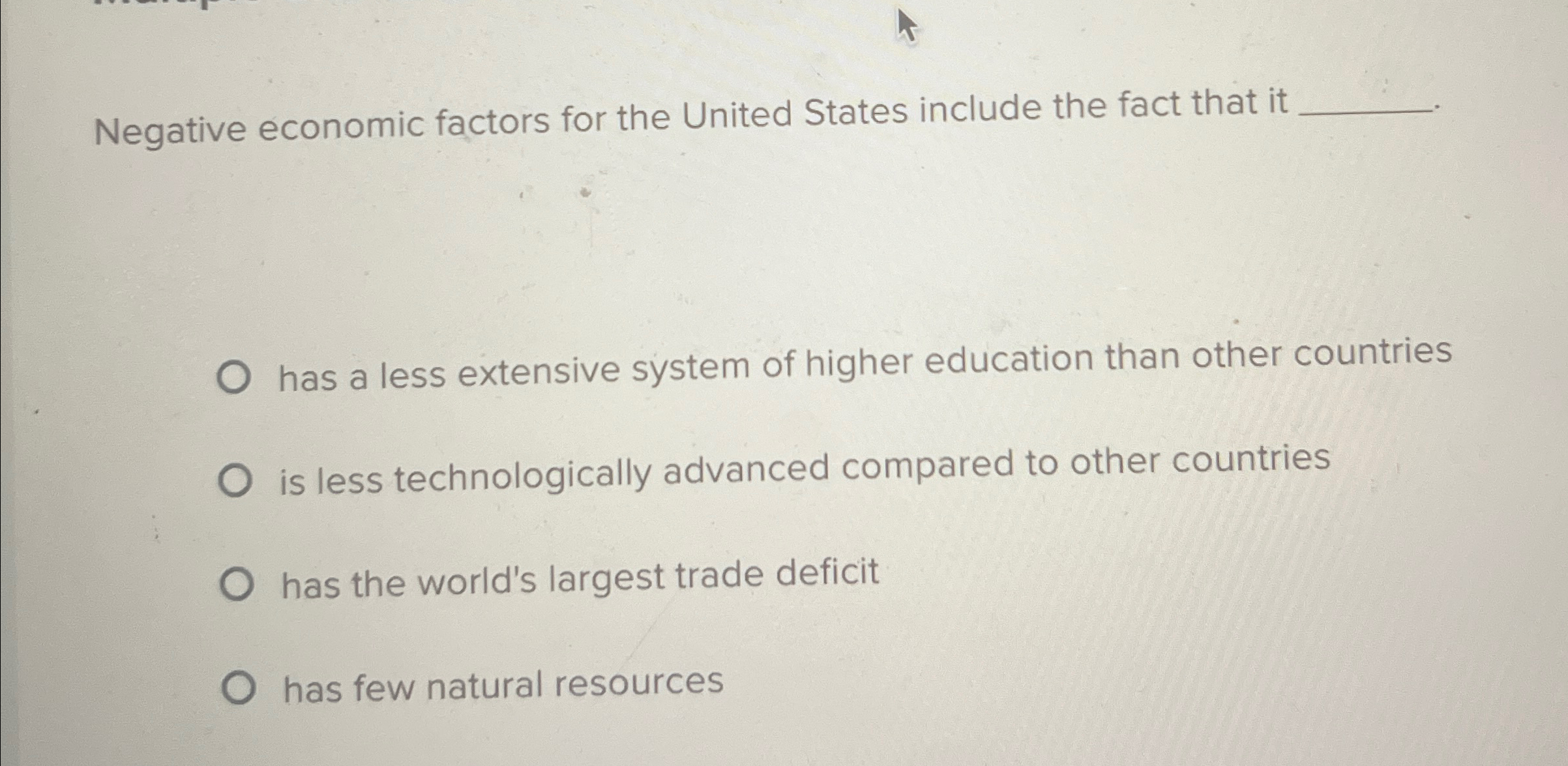 Solved Negative economic factors for the United States | Chegg.com