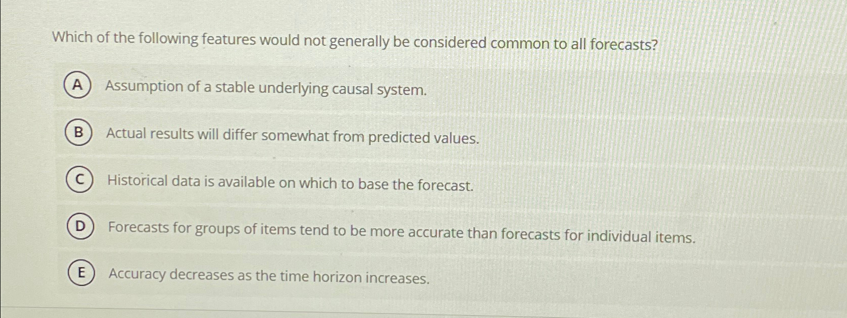 Solved Which of the following features would not generally | Chegg.com