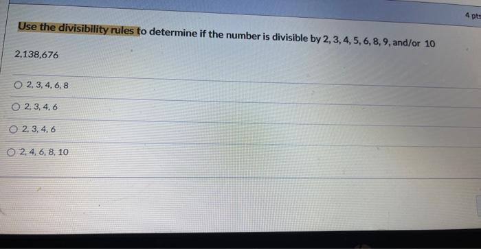 Solved Use the divisibility rules to determine if the number | Chegg.com
