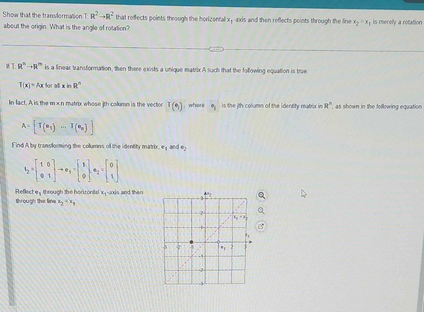Solved Show that the transformation T:R2→R2 that reflects | Chegg.com