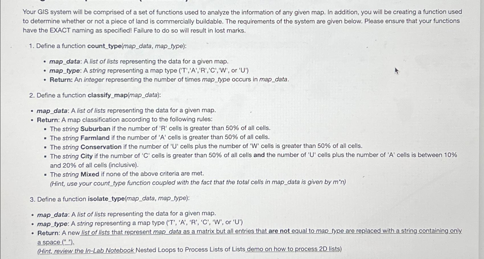 Solved Your GIS system will be comprised of a set of | Chegg.com