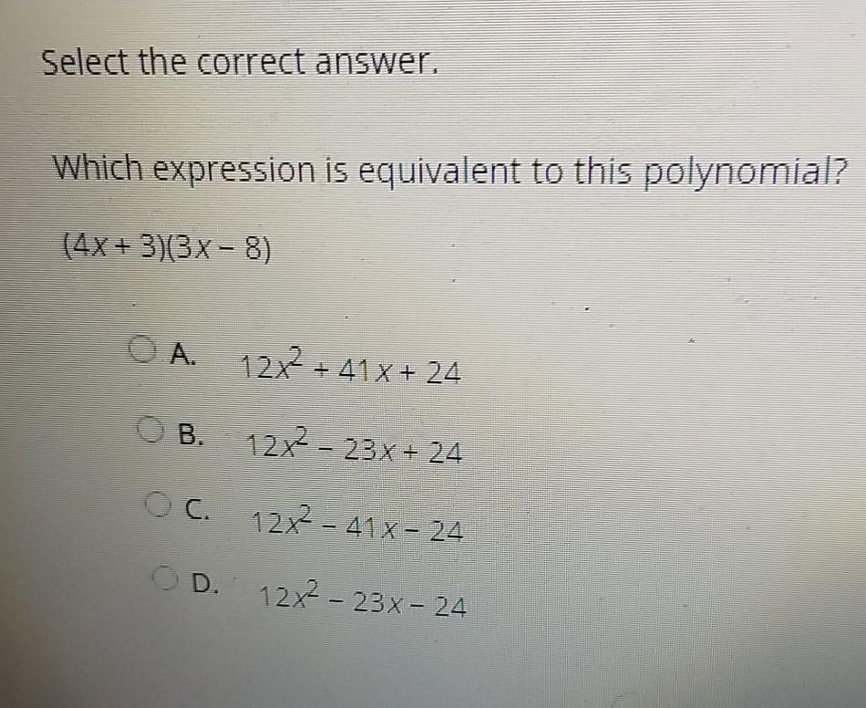 Solved Select the correct answer. Which expression is | Chegg.com