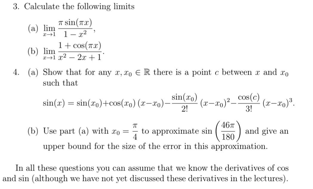 Solved 3. Calculate the following limits (a) | Chegg.com