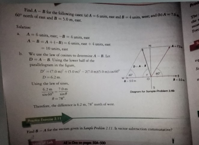 Solved Find B - A for the vectors given in Sample Problem. | Chegg.com