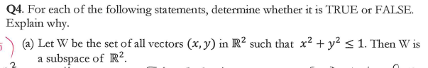 Solved Q4. ﻿For each of the following statements, determine | Chegg.com