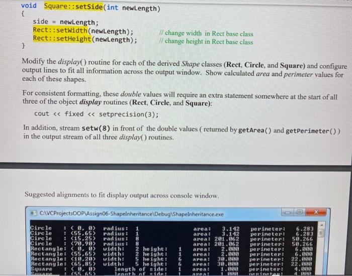 Solved Complete the exercise project ShapeInheritance. | Chegg.com