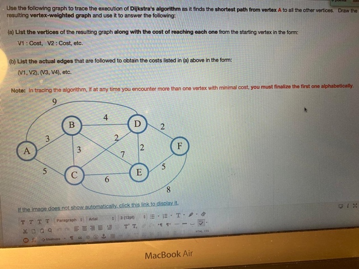 Solved Use the following graph to trace the execution of | Chegg.com