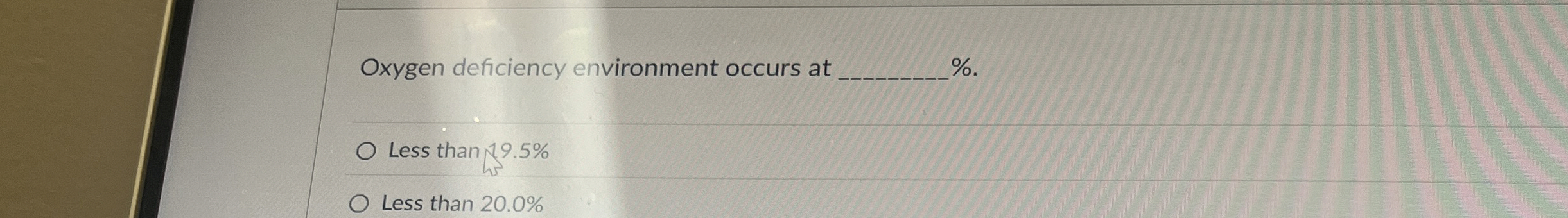 Solved Oxygen deficiency environment occurs at %.Less than | Chegg.com