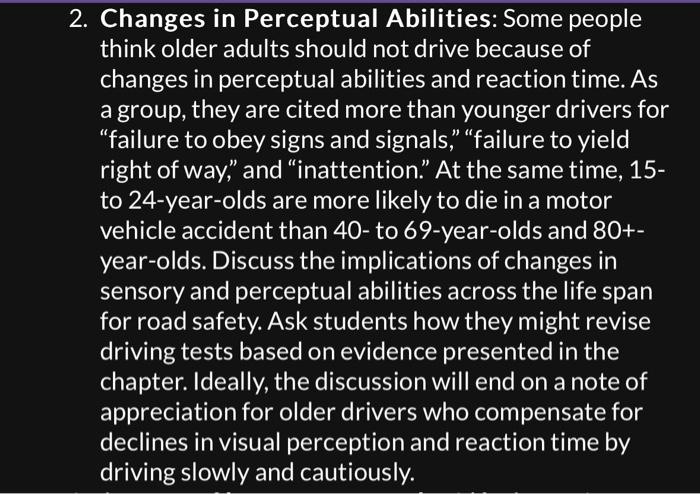 Solved Changes in Perceptual Abilities: Some people think | Chegg.com