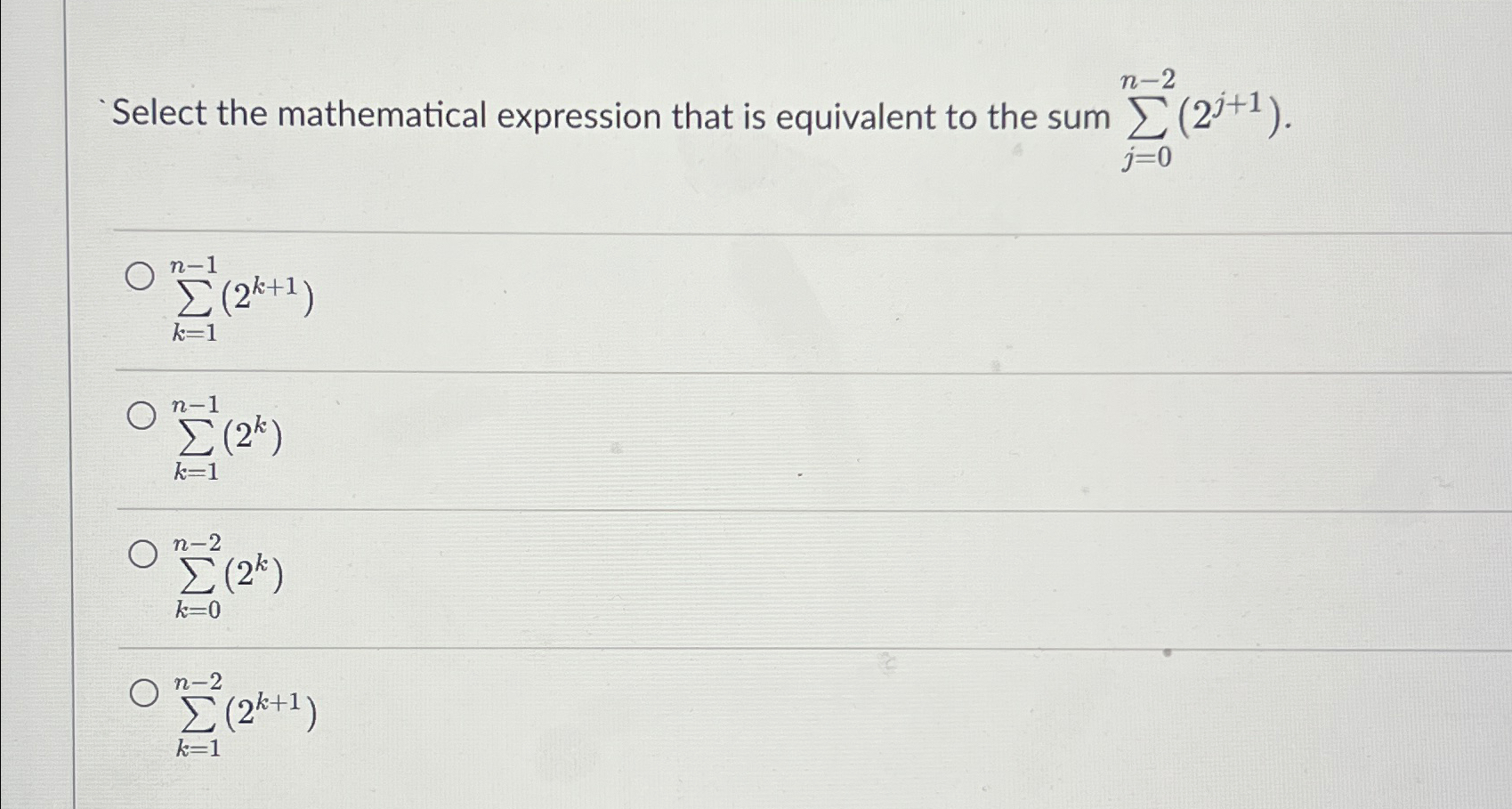 Solved Select the mathematical expression that is equivalent | Chegg.com