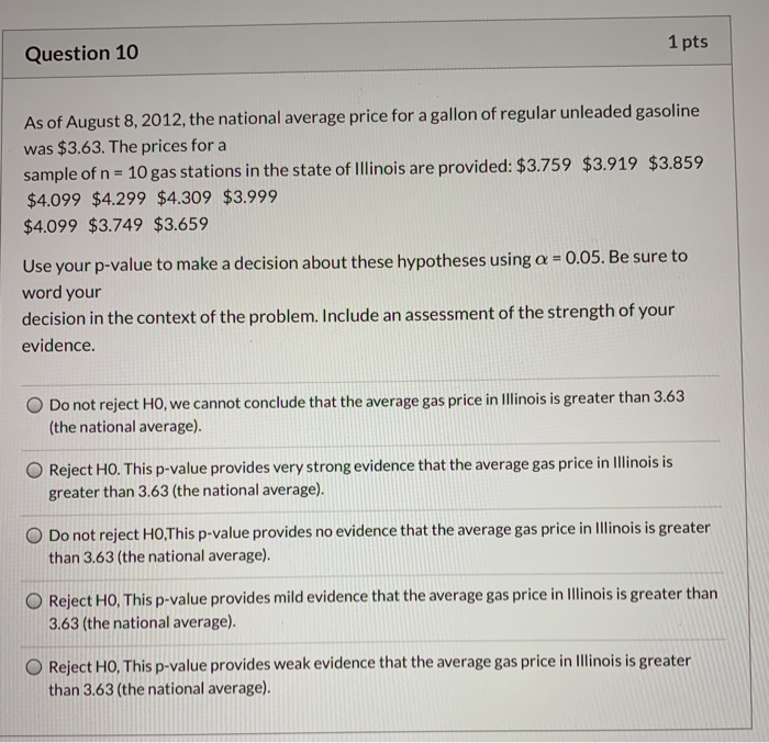 Solved 1 pts Question 9 As of August 8, 2012, the national | Chegg.com