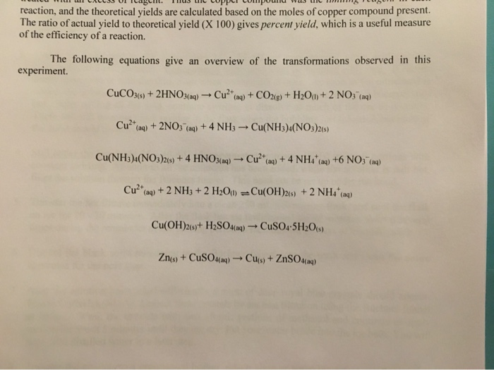 Solved 2. If you started with 4.69 g of Cu(NH3)4(NO3)(s) (MM | Chegg.com