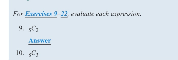Solved For Exercises 9–22, evaluate each expression. 9. 5C2 | Chegg.com