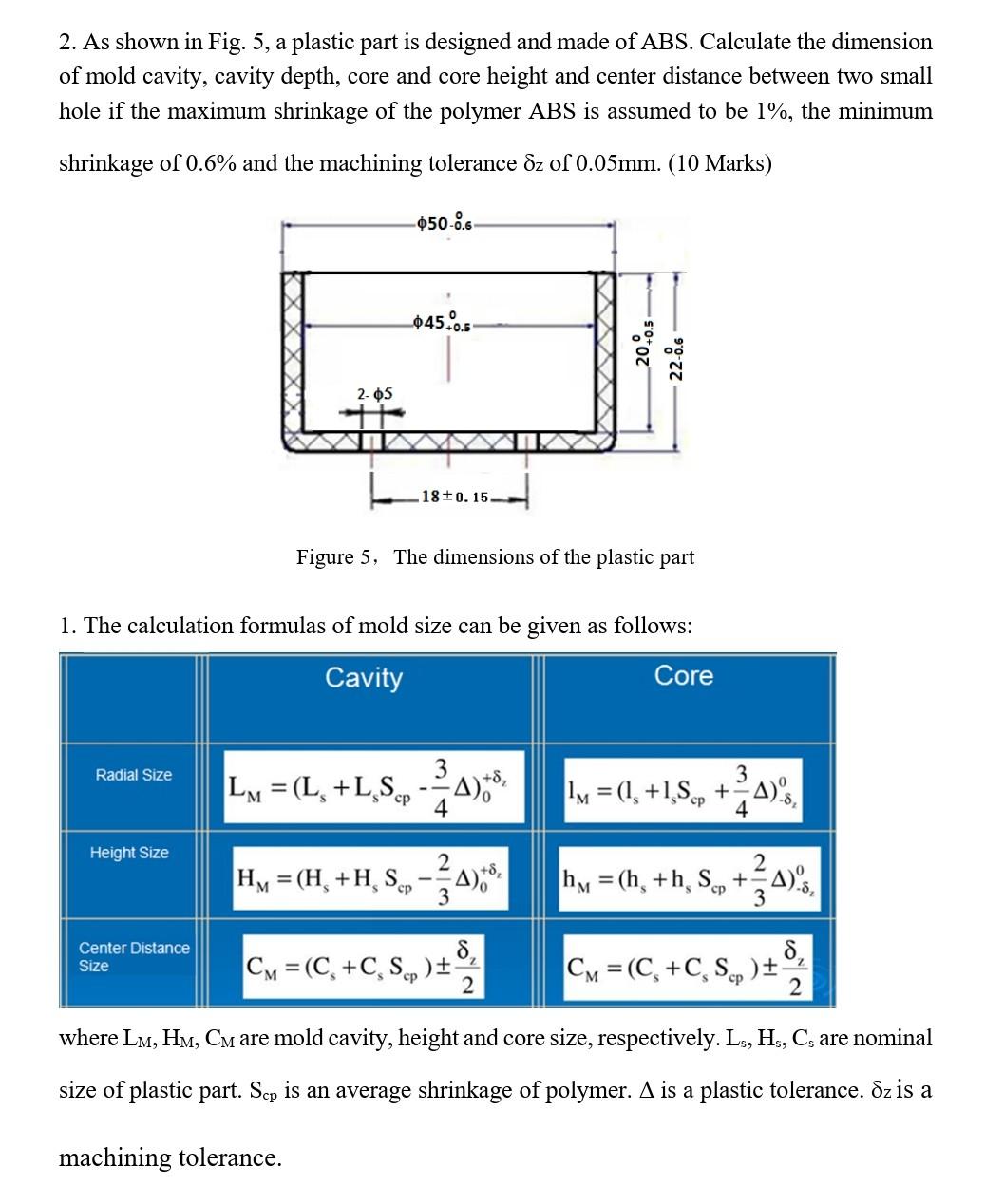 Solved 2. As shown in Fig. 5, a plastic part is designed and | Chegg.com