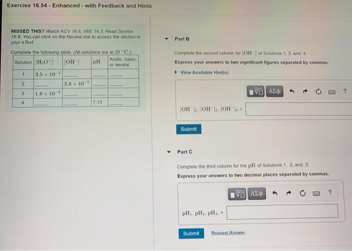Solved Exercise 16.54 - Enhanced - with Feedback and Hints | Chegg.com