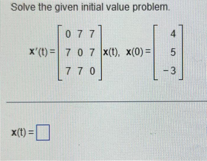 Solved Solve the given initial value problem. | Chegg.com