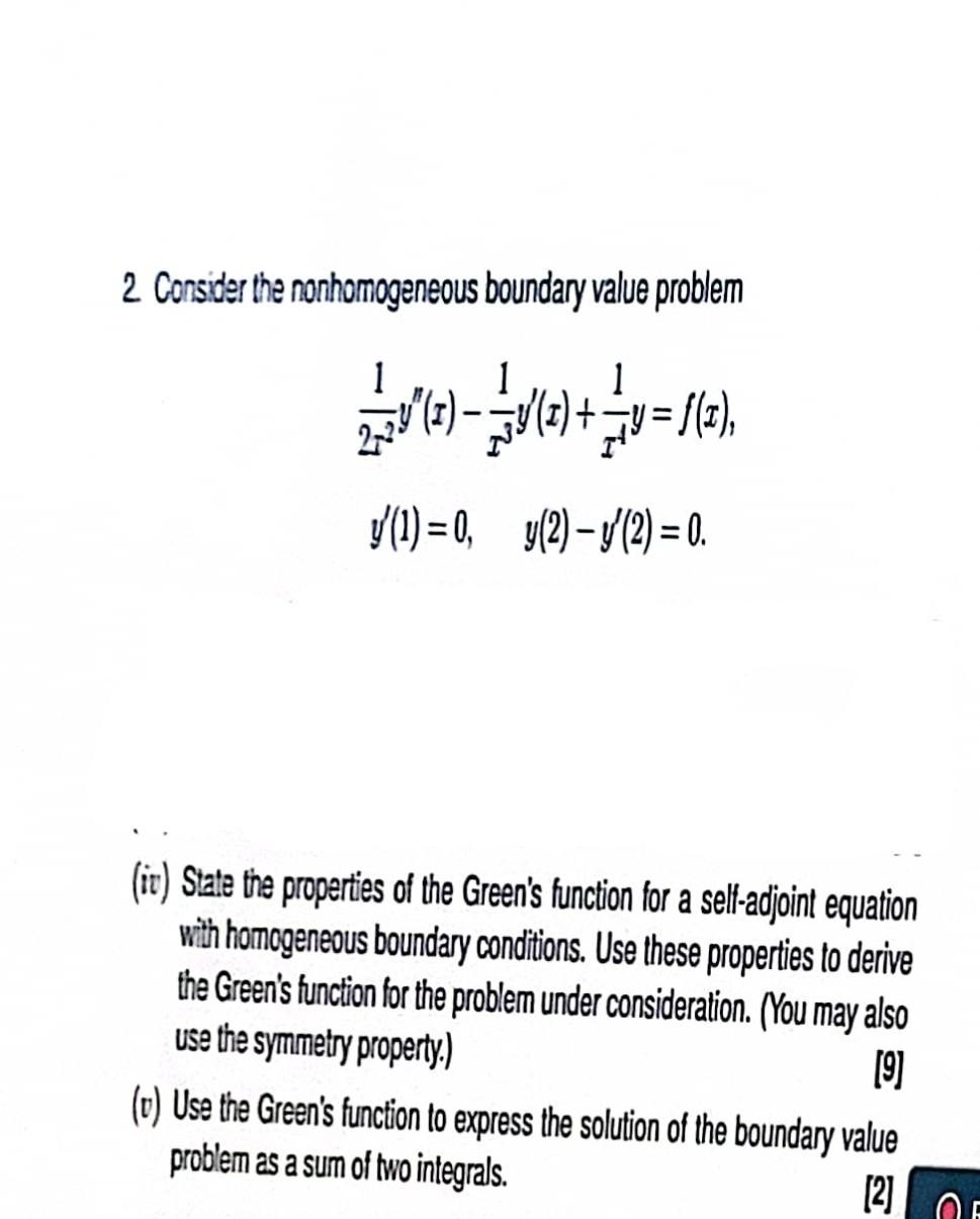 Solved 2 Consider the nonhomogeneous boundary value problem | Chegg.com