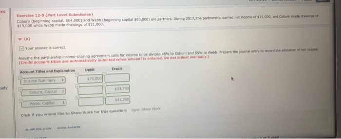 Solved Exercise 12-5 (Part Level Submission) Coburn | Chegg.com