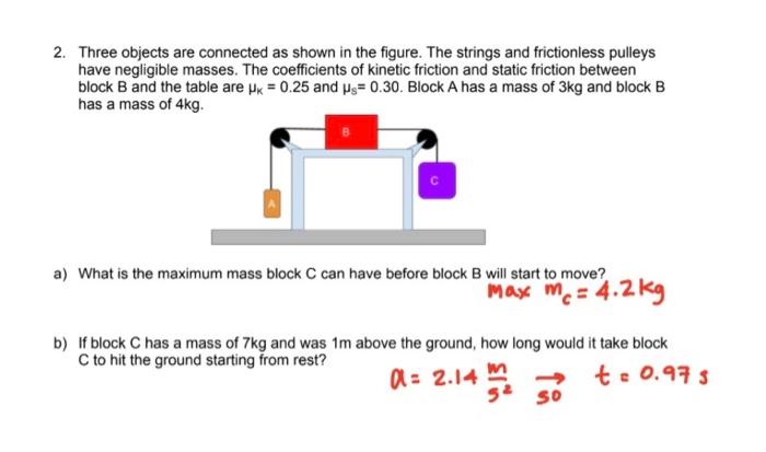 Solved 2. Three objects are connected as shown in the | Chegg.com