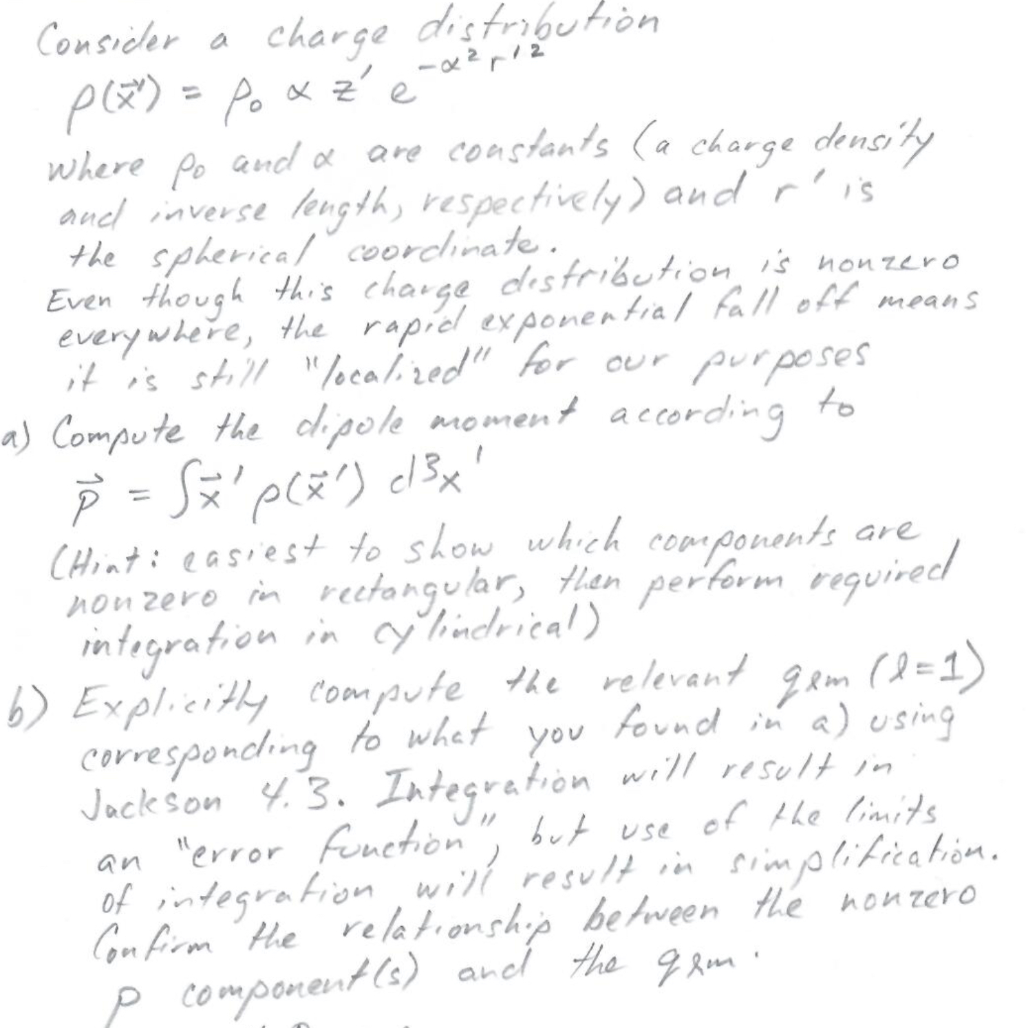 Consider a charge distribution \rho (vec(x)^('))=\rho | Chegg.com