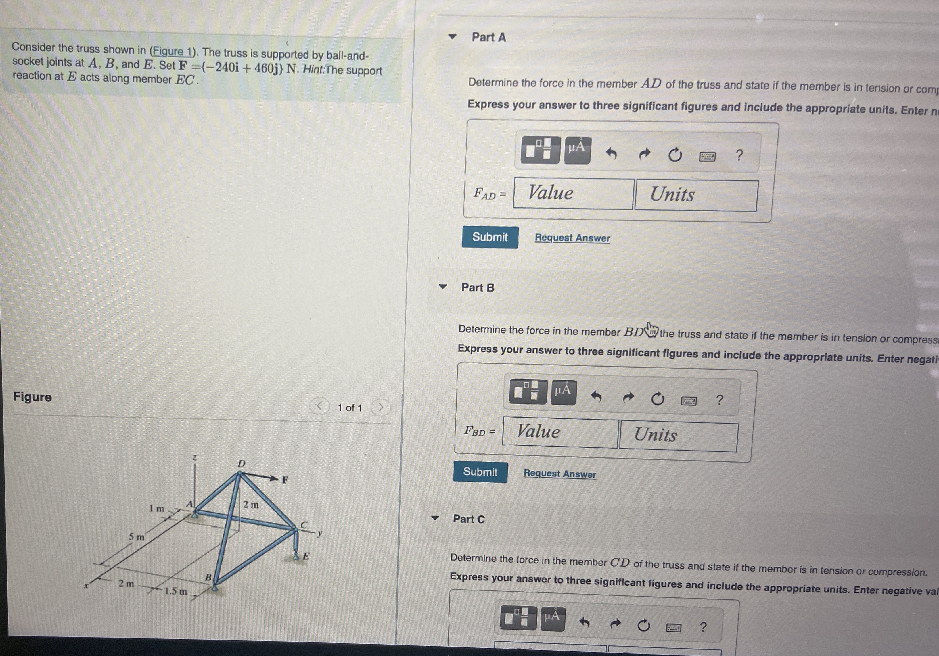 Solved Consider the truss shown in (Figure 1). ﻿The truss is | Chegg.com