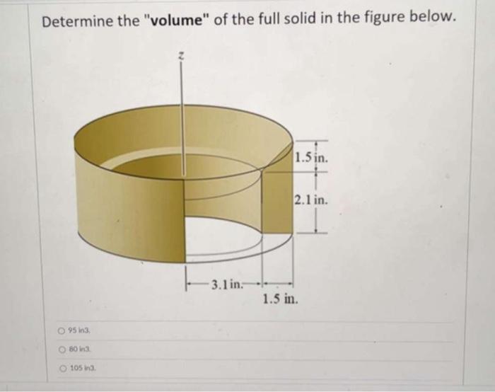 Solved Determine the "volume" of the full solid in the | Chegg.com