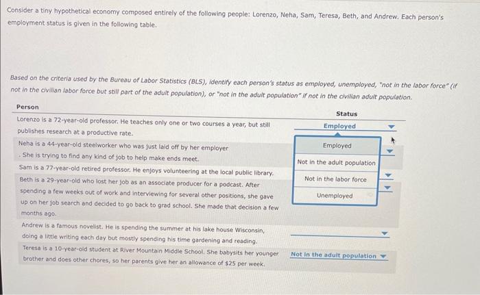 Solved Consider a tiny hypothetical economy composed | Chegg.com