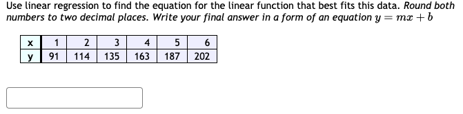 Solved Use linear regression to find the equation for the | Chegg.com
