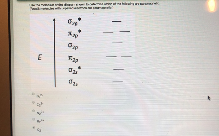 Solved Use The Molecular Orbital Diagram Shown To Determine 5712