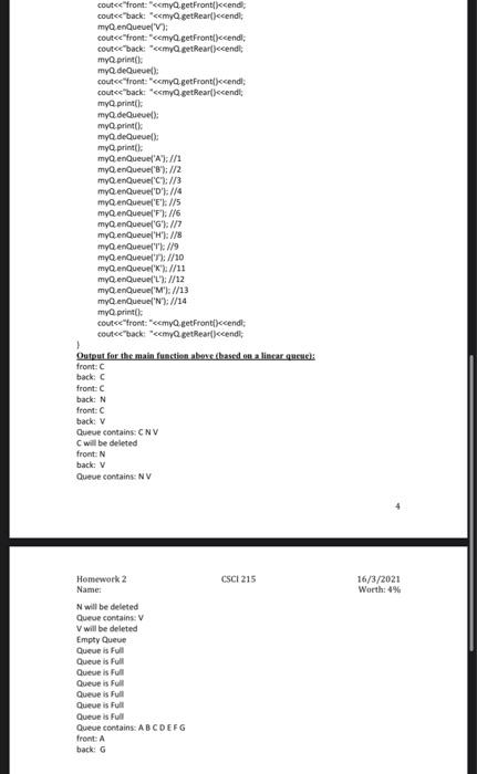 Solved Question 1 The program below is for a linear queue | Chegg.com