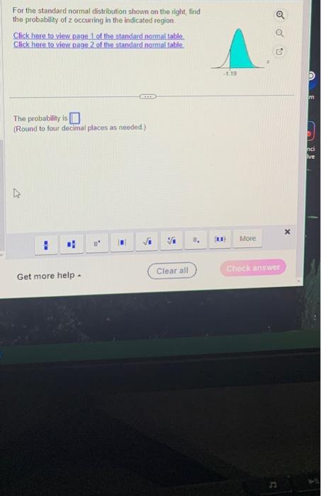 Solved For the standard normal distribution shown on the | Chegg.com