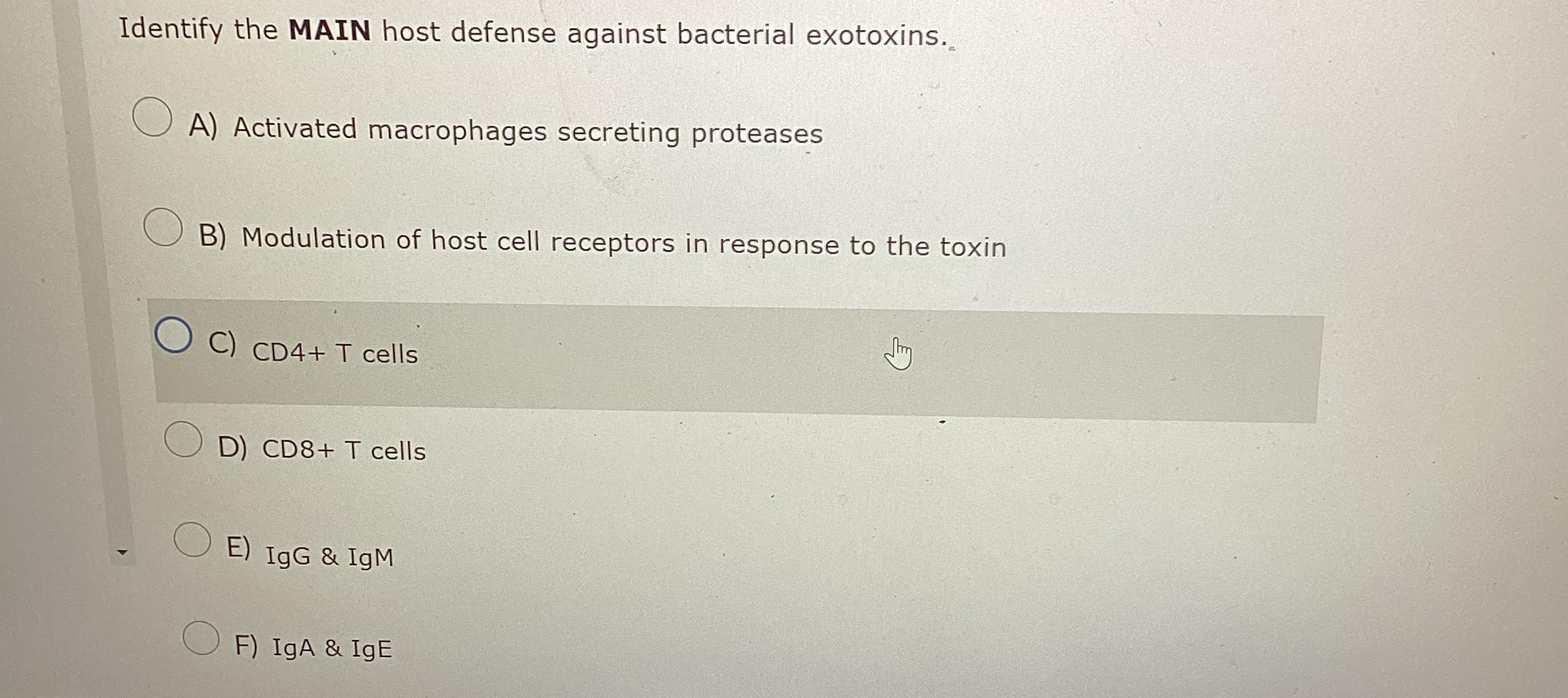 Solved Identify the MAIN host defense against bacterial | Chegg.com