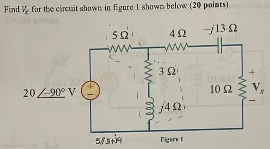 Solved Find Vx for the circuit shown in figure 1 shown below | Chegg.com