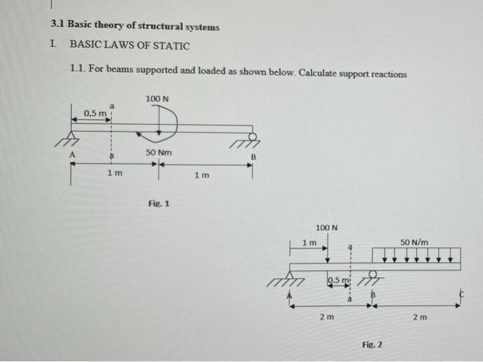 Solved 3.1 Basic theory of structural systems I BASIC LAWS | Chegg.com