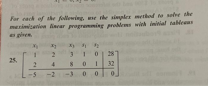 Solved For each of the following, use the simplex method to | Chegg.com