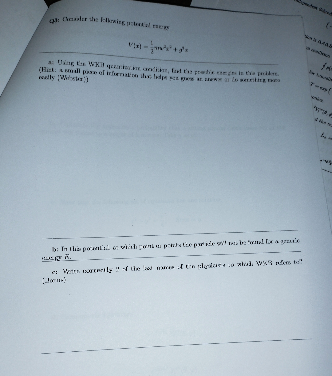 Solved Q3: Consider the following potential | Chegg.com