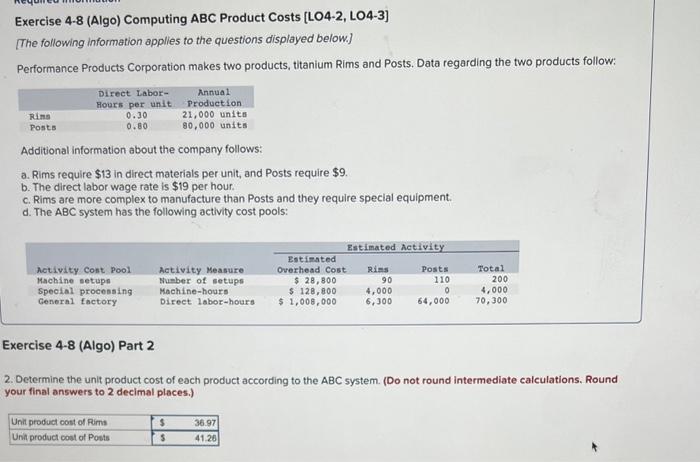 Solved Exercise 4-8 (Algo) Computing ABC Product Costs | Chegg.com