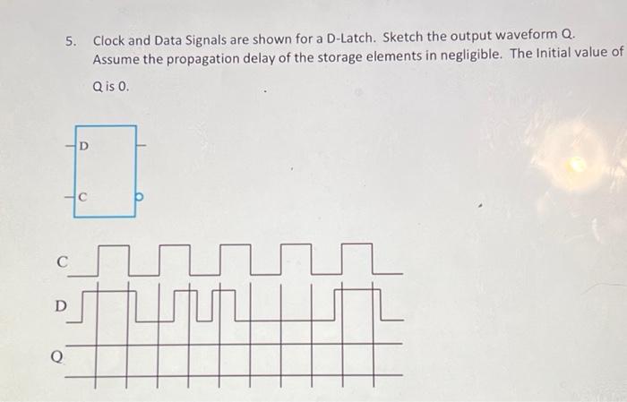 Solved Clock and Data Signals are shown for a D-Latch. | Chegg.com