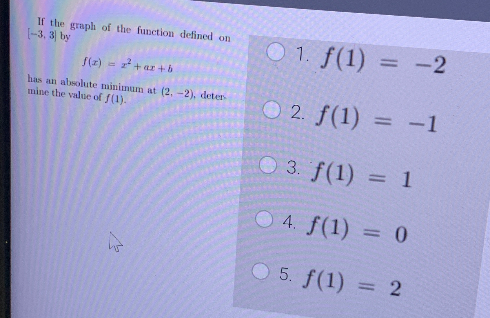 Solved If the graph of the function defined on -3,3 | Chegg.com