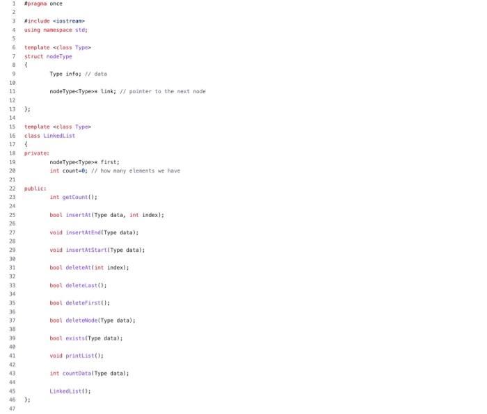 Solved The function insertAt inserts at a certain index. | Chegg.com