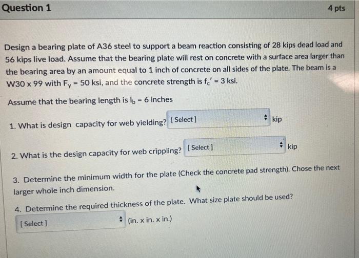 Solved Design a bearing plate of A36 steel to support a beam | Chegg.com