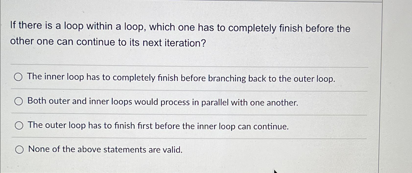 Solved If There Is A Loop Within A Loop Which One Has To 4684