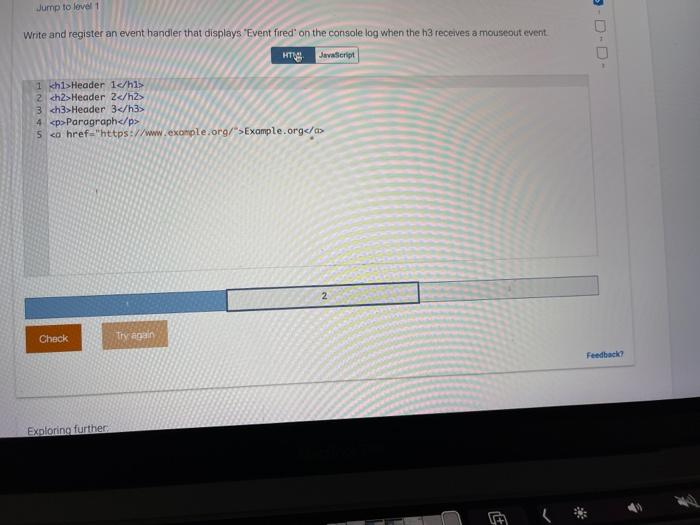 Solved Jump to lovel 1 Write and register an event handler | Chegg.com