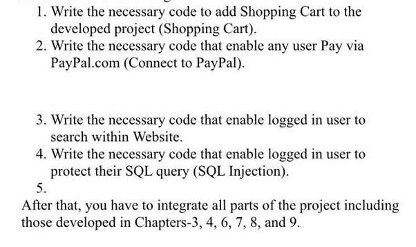 Solved 1. Write the necessary code to add Shopping Cart to | Chegg.com
