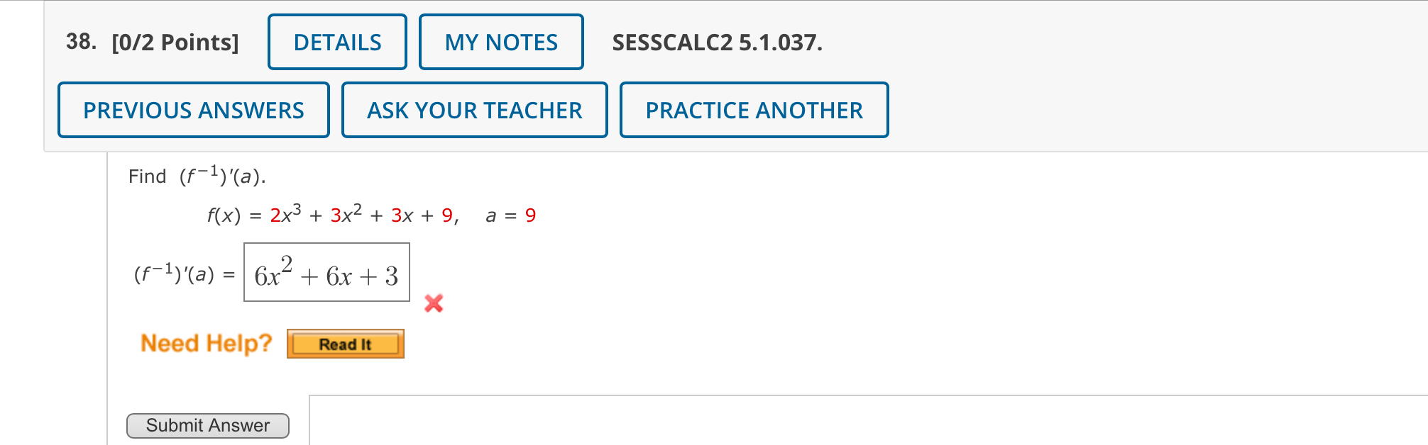 Solved Find (f-1)'(a).f(x)=2x3+3x2+3x+9,a=9(f-1)'(a)= | Chegg.com